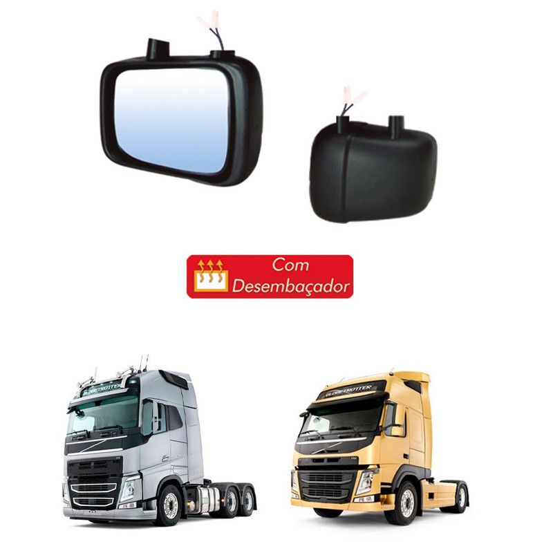 Retrovisor Auxiliar Volvo Fh Fm 2012 2013 Ld C Desembaçador - Uouu
