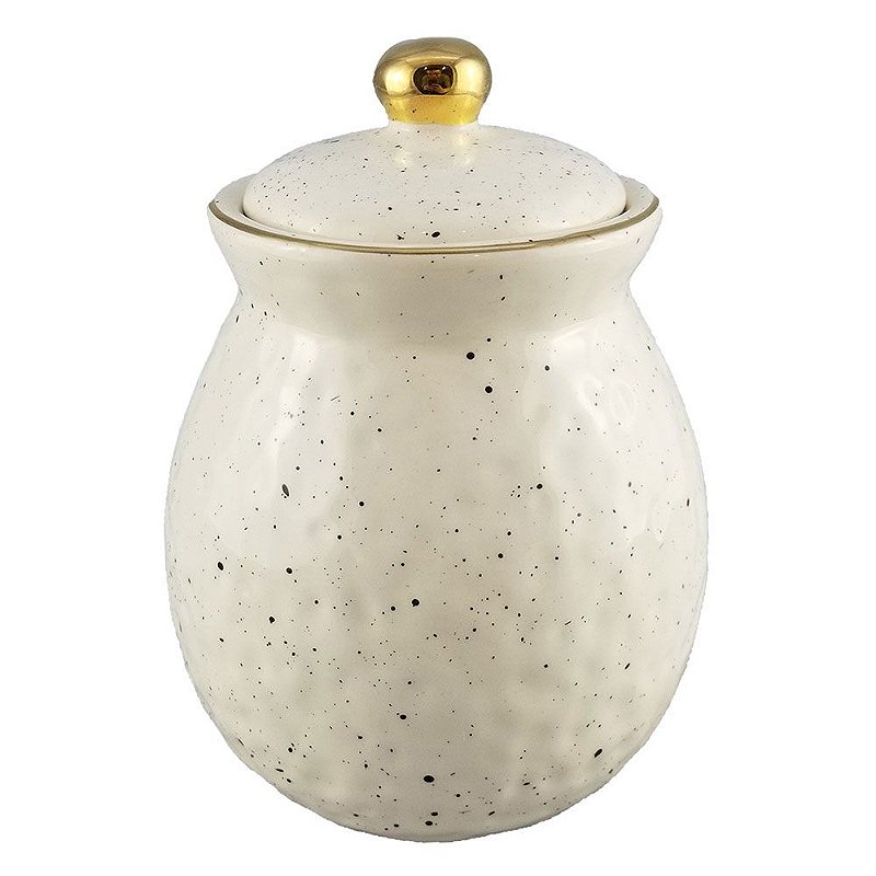 POTE DE CERAMICA COM TEXTURA BRANCO COM DETALHES DOURADO 13C - e-utilities