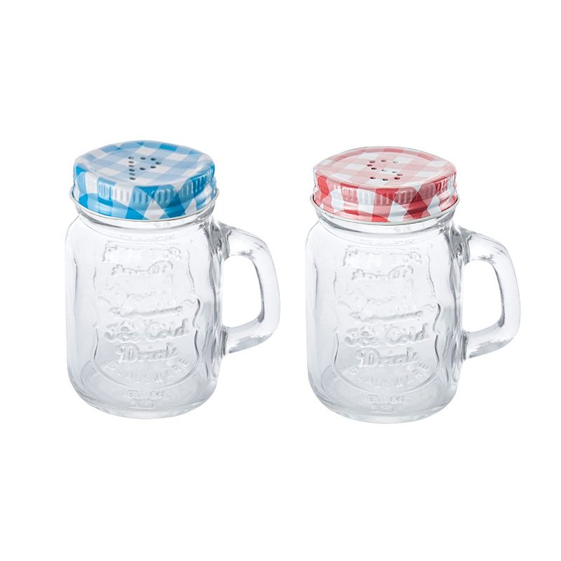 CJ SALEIRO E PIMENTEIRO DE VIDRO PARTY AZUL E VERMELHO 130ml - e-utilities.com