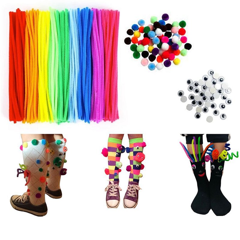 Kit Criar Meia Maluca Fantasia Festa Do Pijama Infantil Diy - Jolulu