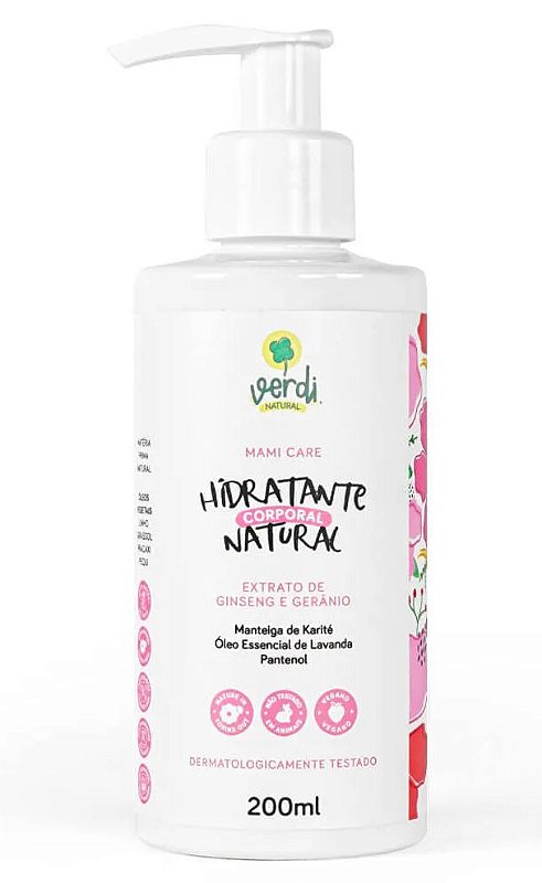 Verdi Natural Hidratante Corporal com Ginseng e Gerânio Mami Care ...