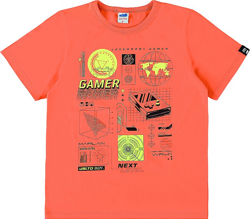 CAMISETA MEIA MALHA GAME - LARANJA - Loja Cegonha Trouxe