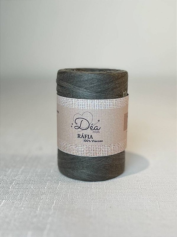 Fio Rafia 20mm -180g/190m-100% Viscose-Cinza - Déa Fios de Crochê