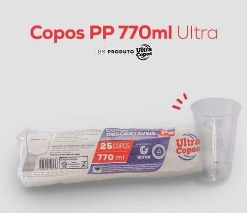 COPO DESC. 770ml PP TRANSP. LISO (ULTRA) PCT C/25un - ATRIUM EMBALAGENS
