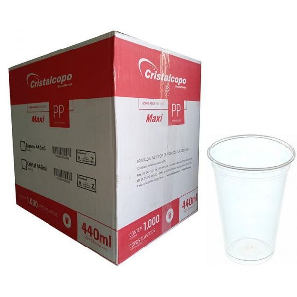 COPO DESC. 440ml PP TRANSP. LISO (CPM-440) (CRISTALCOPO) CX C/1000un - ATRIUM EMBALAGENS