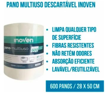 PANO MULTIUSO ROLO 300MTS X 28CM (INOVEN) BRANCO - ATRIUM EMBALAGENS