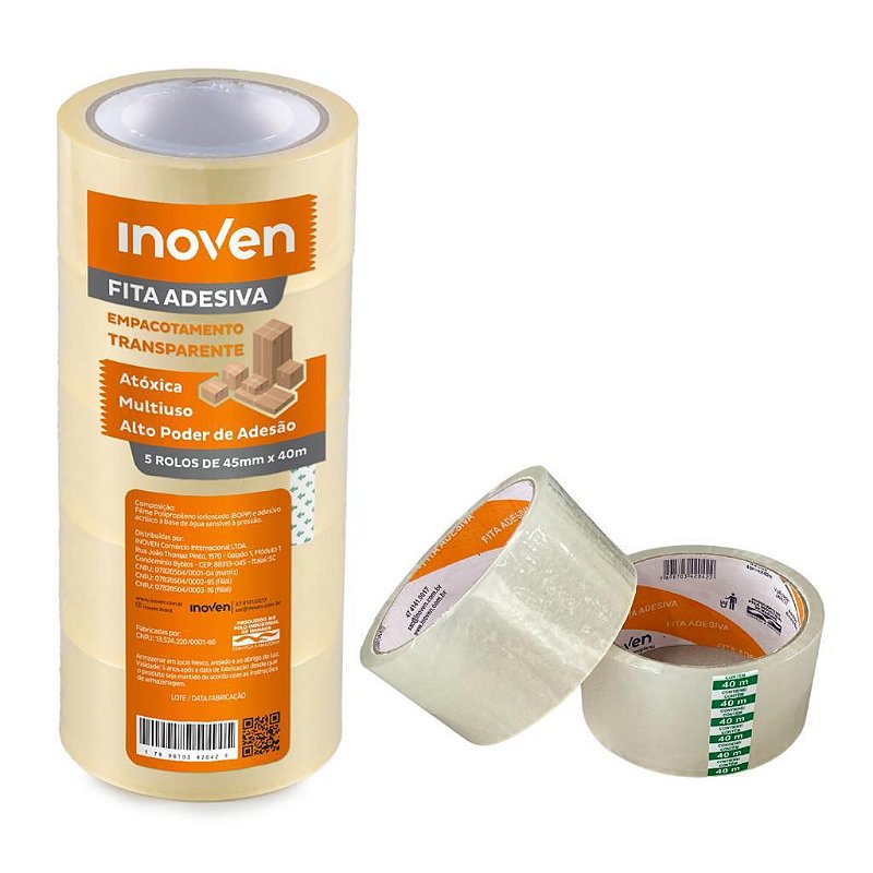 FITA ADESIVA TRANSPARENTE 45mm X 40mts (INOVEN) - ATRIUM EMBALAGENS