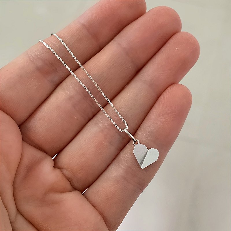 Colar de Prata 925 Mini Coração Origami | Atacado de Prata 925 ...