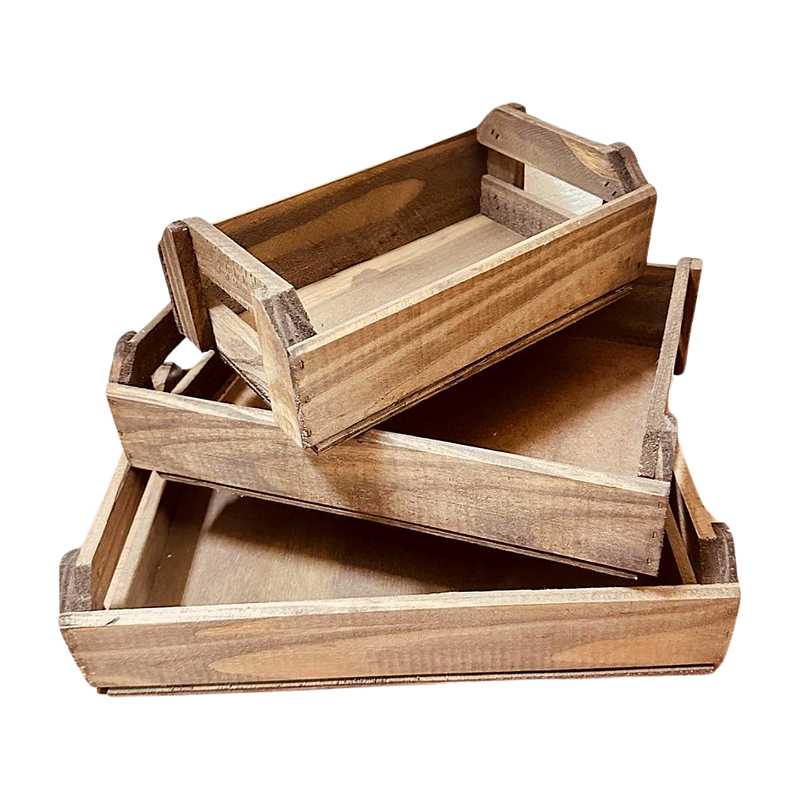 Bandeja de Madeira - Pinus - Cor Escura - Galeria Rústica