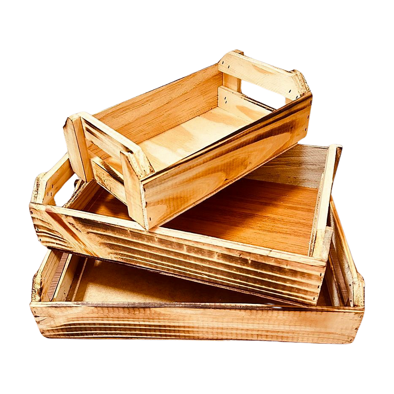 Bandeja de Madeira - Pinus - Cor Queimada - Galeria Rústica