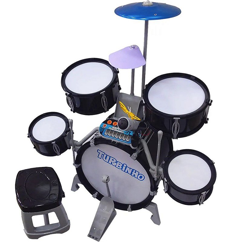 Bateria Infantil Turbinho JZ Preta - Toda Música Instrumentos Musicais
