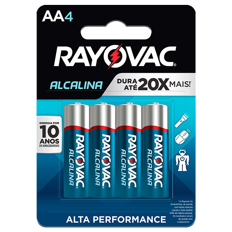 4 Pilhas Alcalinas Aa Rayovac - Toda Música Instrumentos Musicais