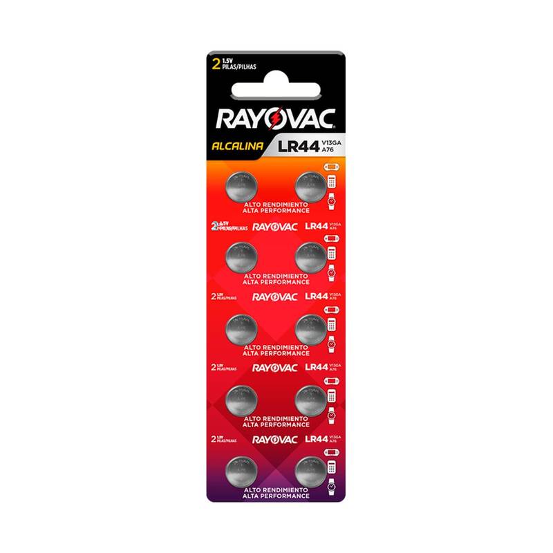 Bateria Lr44 Rayovac V13ga-5 Lr44 (cartela Com 10 Unidades) - Toda Música Instrumentos Musicais