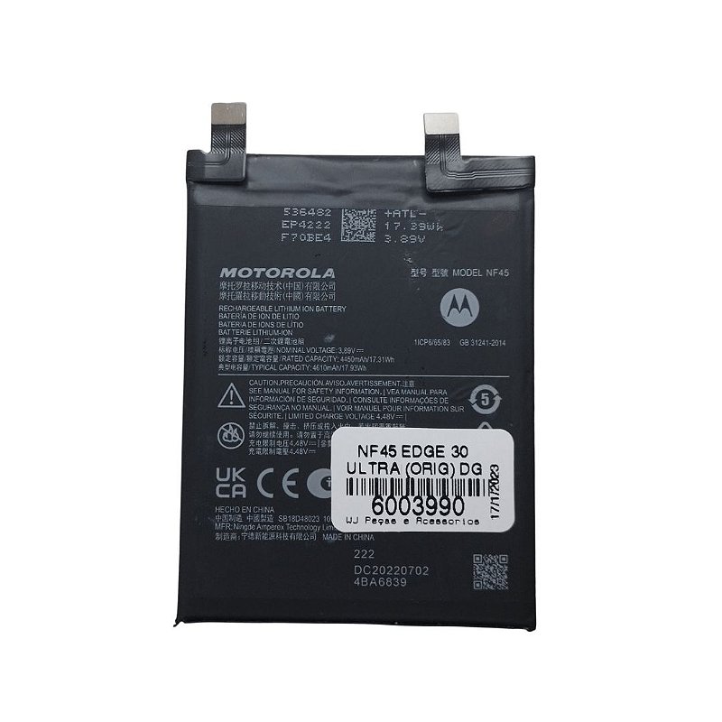 Bateria Motorola NF45 - MOTO EDGE 30 ULTRA (ORIGINAL) - W&J peças e ...
