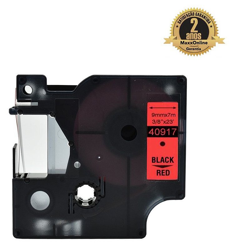 Fita Compatível Dymo D1 40917 Vermelha Letra Preta 9mm - MaxxOnline