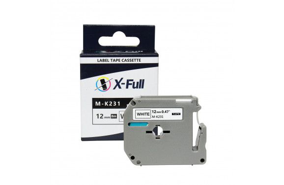 Fita Compatível Brother MK 231 Branca Letra Preta 12mm - MaxxOnline