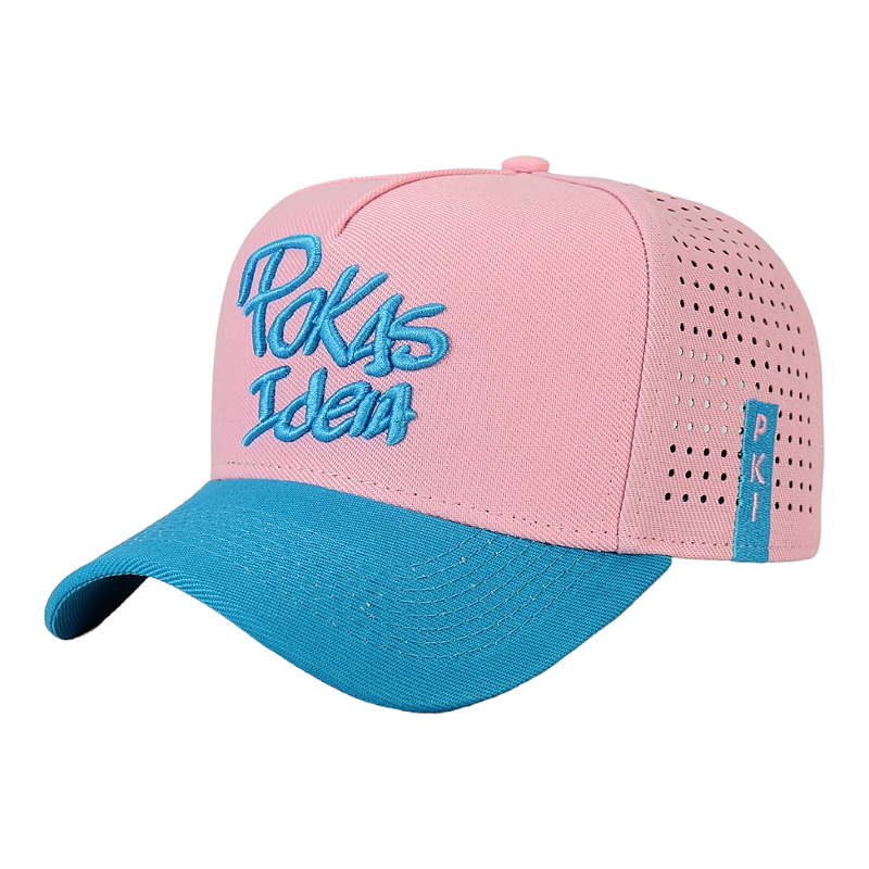 Bone Trucker Pokas Ideia Rosa com aba curva Azul - POKAS IDEIA