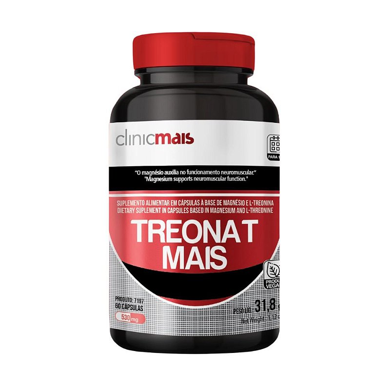 Treonat Mais 60caps 530mg Magnésio e L-Treonina - Clinicmais ...