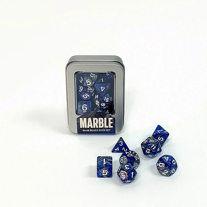 Kit de Dados: Marble - Blue Black - Drop1 - Jogos de Tabuleiro | Jogos ...