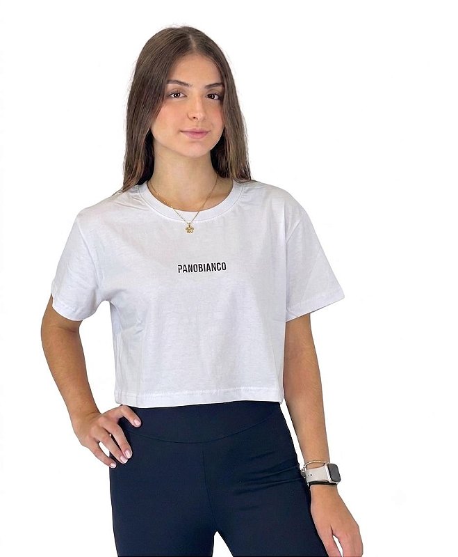 Camiseta Cropped (Meia Malha) - Branco - Panobianco Academia