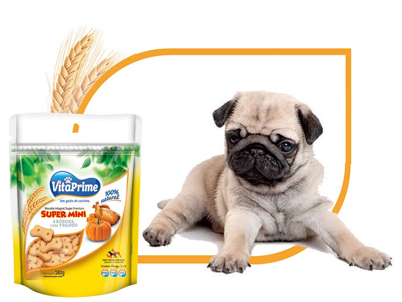 Biscoito VitaPrime Super Mini sabor Abóbora com Frango 180g - Pet Here