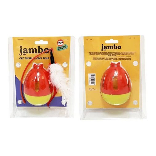 JP70523N - Brinquedo Jambo Cat Tumbler com Pena - Pet Here