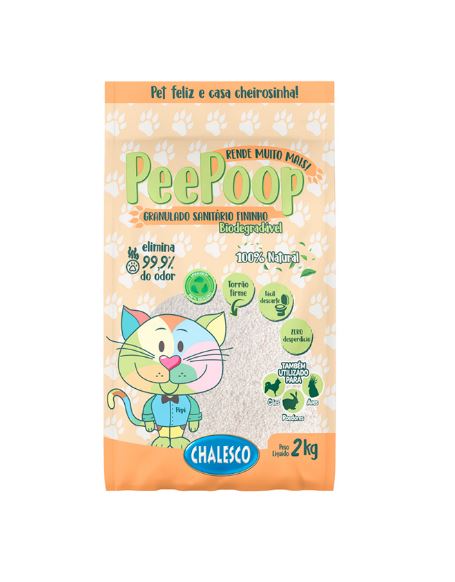 Areia Higiênica PeePoop Biodegradável Mandioca Grãos Finos para Gatos - Pet Here