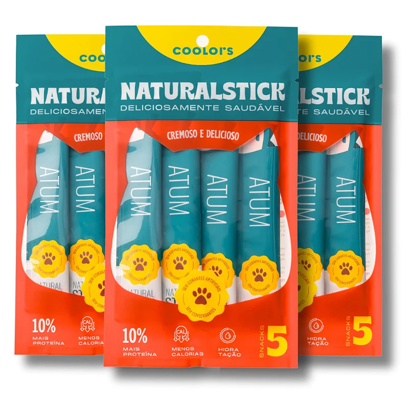 "Natural Sticks Sabor Atum COOLORS | Petisco Saudável e Hidratante par ...