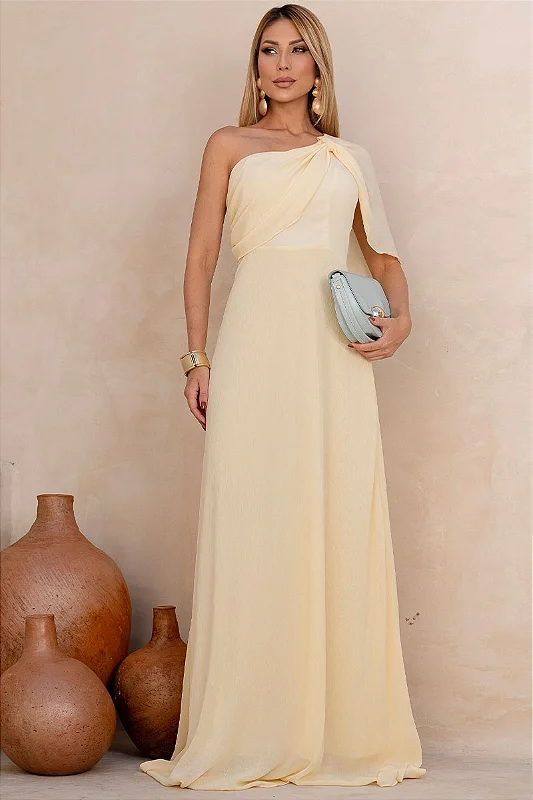 VESTIDO JAMILE LONGO UM OMBRO - AMARELO - Marina Bonita Store - Dot Clothing