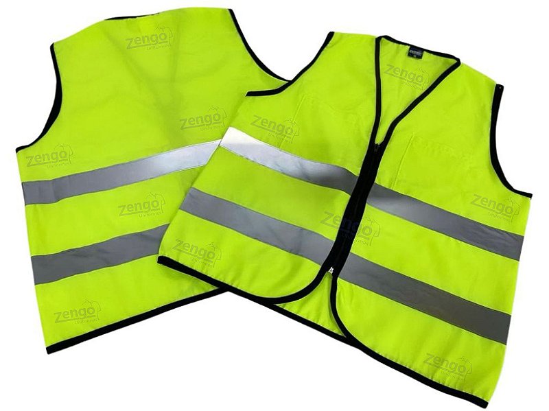 Colete de Proteção Refletivo Verde C/ Faixa Cinza - Zengo Uniformes