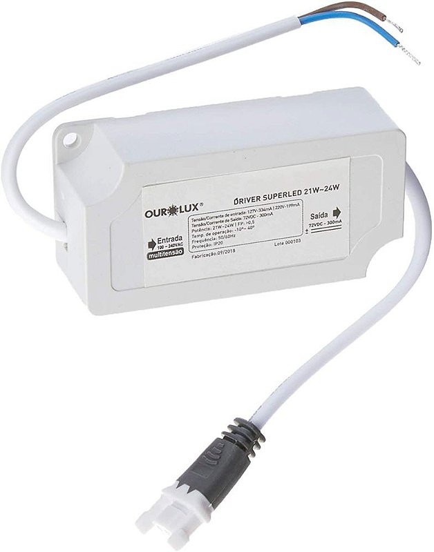 Driver led 21w a 24w - Ourolux - construirvilaolimpia