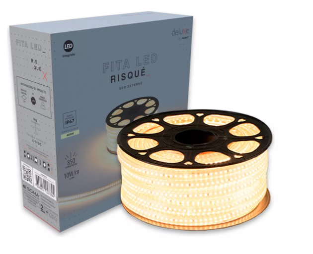 Fita Led 25 metros externa 220V 2700k luz amarela 10w/m IP67 - Avant - construirvilaolimpia