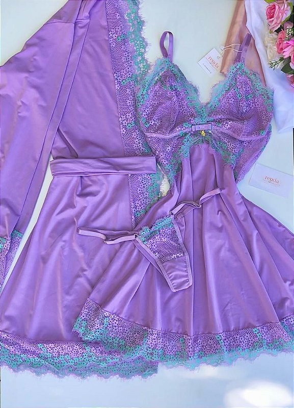 Kit Luxo Robe + Camisola - Renda Chic