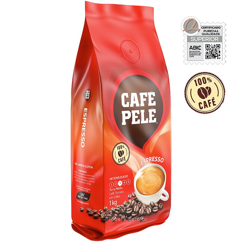 Café Em Grãos Pelé Espresso 1kg - 100% Café Superior Puro - Locafé