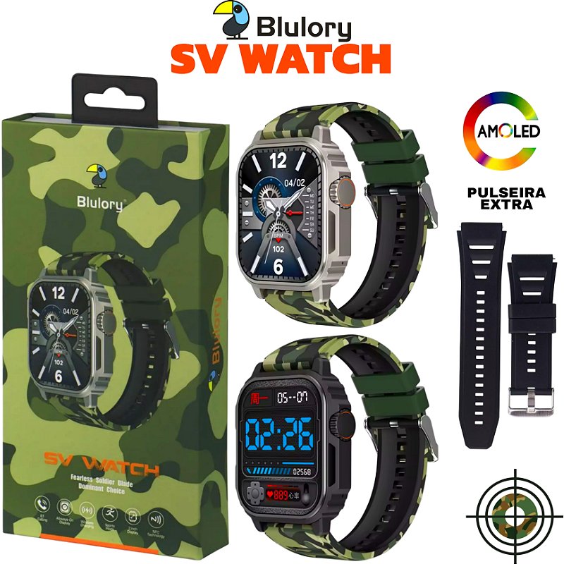 Relógio Militar Smartwatch Inteligente SV WATCH - FORSHOOTER - Militar ...