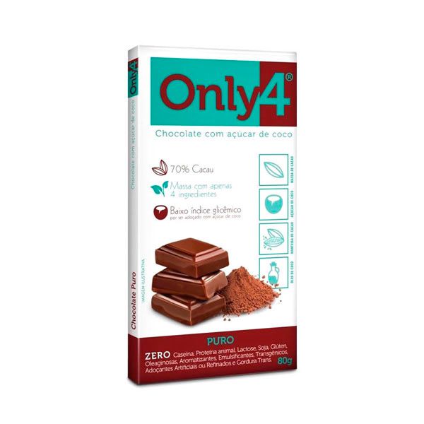 Chocolate Only4 Puro 70% Cacau 70g - Me Gusta Veg