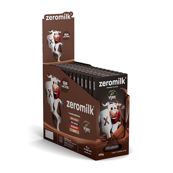 Chocolate Zeromilk 70% Cacau 20g Caixa 15 un - Me Gusta Veg