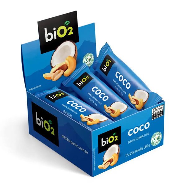 Barra Castanhas com Coco BiO2 Dispaly 12x25g - Me Gusta Veg