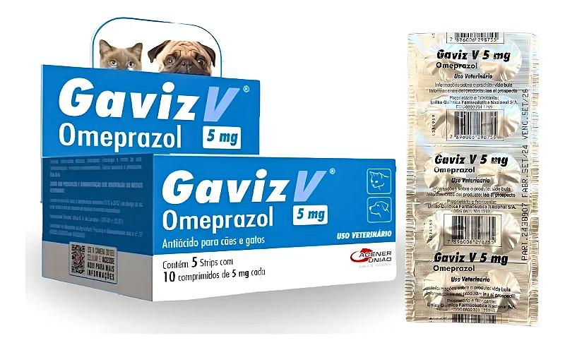 Gaviz Cartela 10 Comprimidos Omeprazol 5mg | Pet - M & W Veterinaria