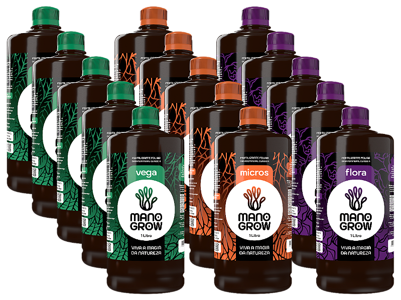 Kit Trio Mano Grow 5 Litros - Mano Grow - Fertilizante Orgânico e Mineral