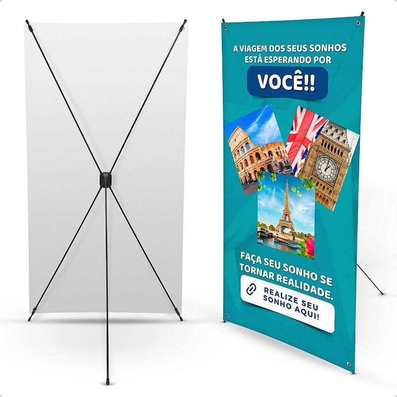 Porta Banner X 60x160cm Ajustável Estrutura Suporte para Lona - FIXCOM | Distribuidora de ...