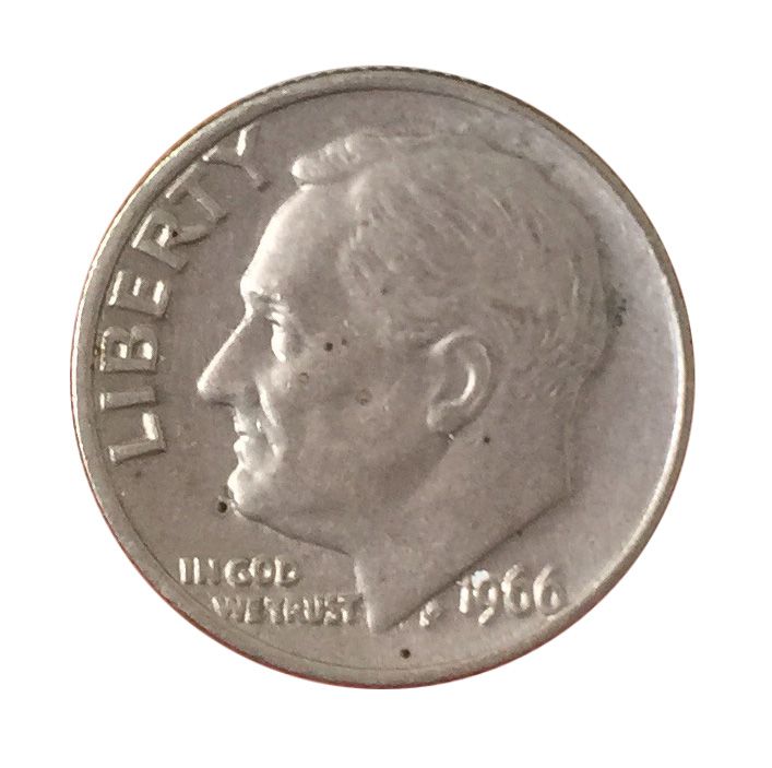 Numismática. Moeda de Vários Metais dos Estados Unidos One Dime 1966 ...
