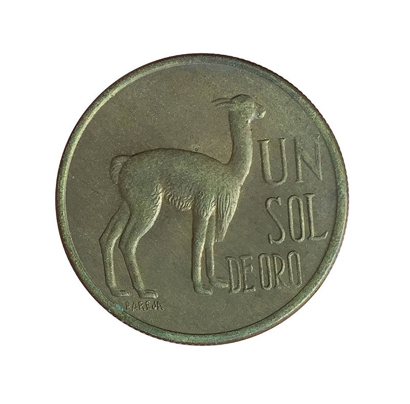 Numismática. Moeda de Vários Metais do Peru Un Sol de Oro 1975 ...