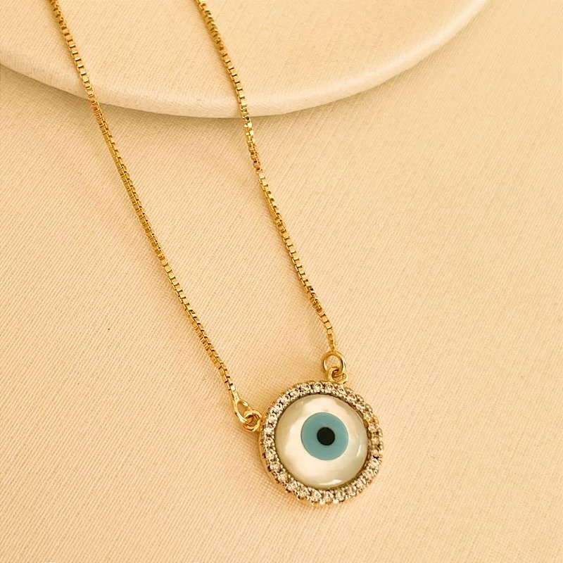 Colar Olho Grego Madrepérola - Laura Andrade Semijoias