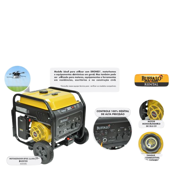 Gerador de Energia Gasolina Buffalo Bfge 11000 Plus 11kva Inverter 220v ...