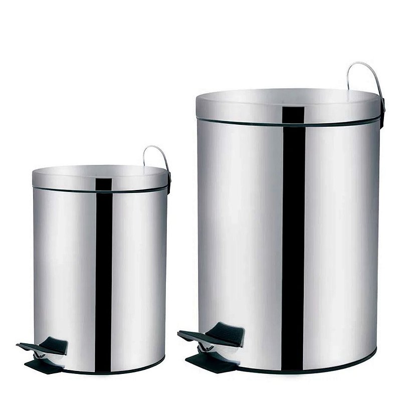 Kit 2 Lixeiras Cesto De Lixo Inox Banheiro Cozinha 12 e 20 Litros Pedal ...