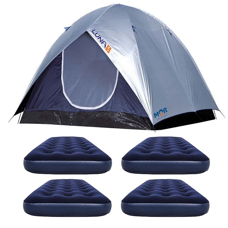 Kit Acampamento Camping Barraca Acampar 5 Lugares Pessoas e 4 Colchão ...