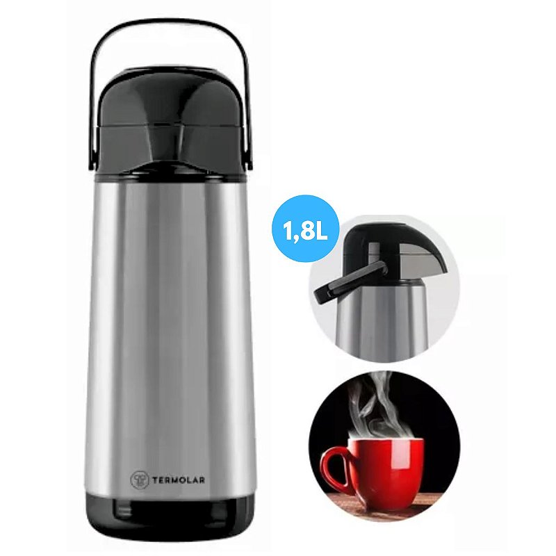 Garrafa Térmica Café Termolar 1,8 Litros Lúmina Bomba de Pressão de ...