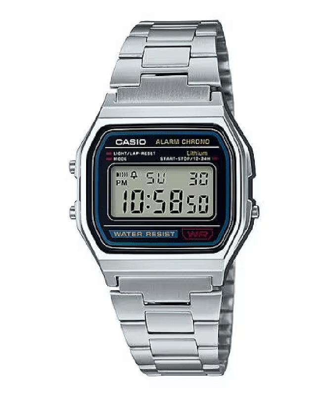 Relógio Casio A158WA-1 Vintage Digital | Resistente à Água | Aço Inox ...