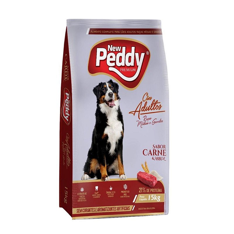Ração Premium Para Cães Adultos Médio e Grande Porte 15Kg Sabor Carne e ...